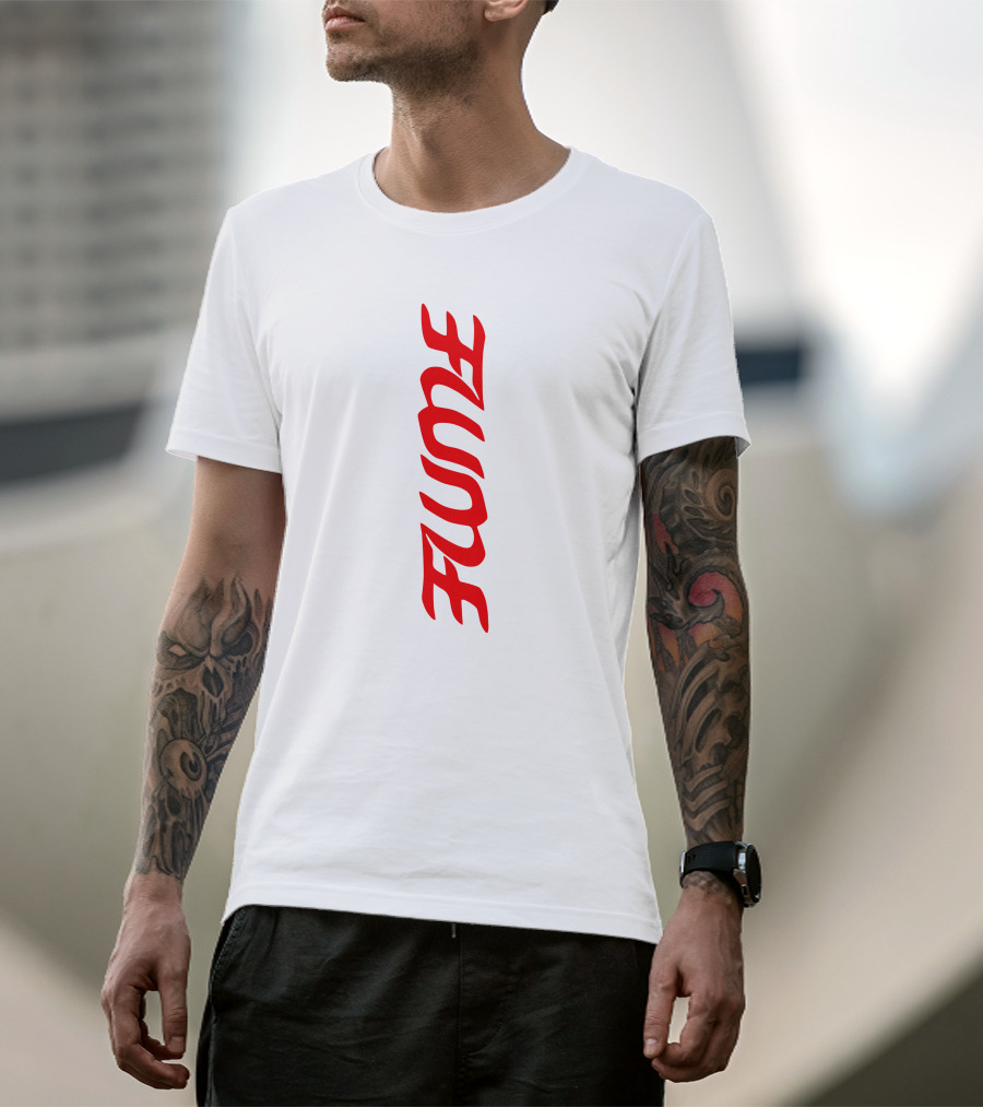 Flume Red Vertical Text Logo Merch T-Shirt