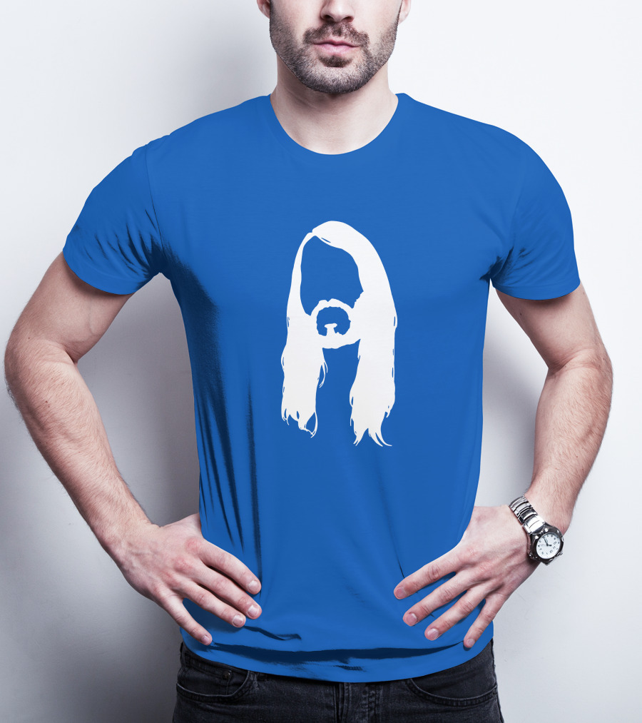 Moist Merch Charlie Head Silhouette Long Hair Blue T-Shirt