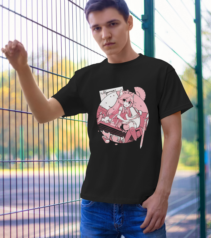 Nyanners VShojo High School Anime Style Desk Scene T-Shirt