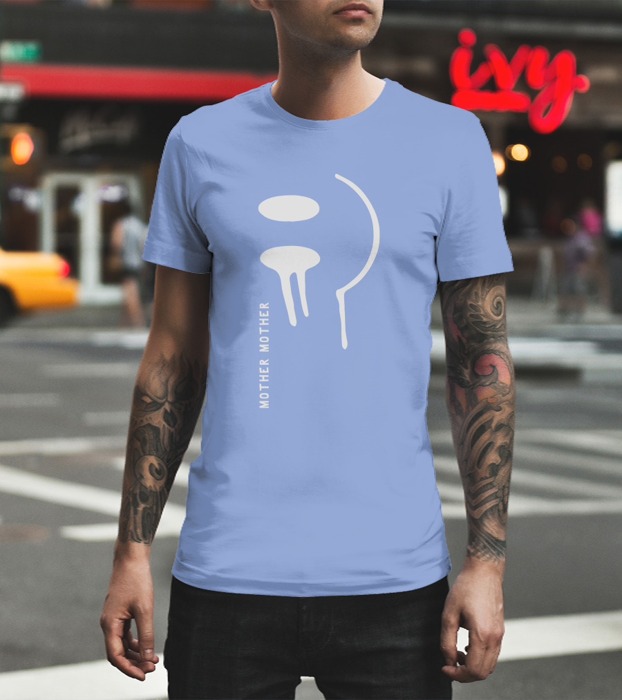 Mother Mother Merch Smiley Dripping Face Blue T-Shirt