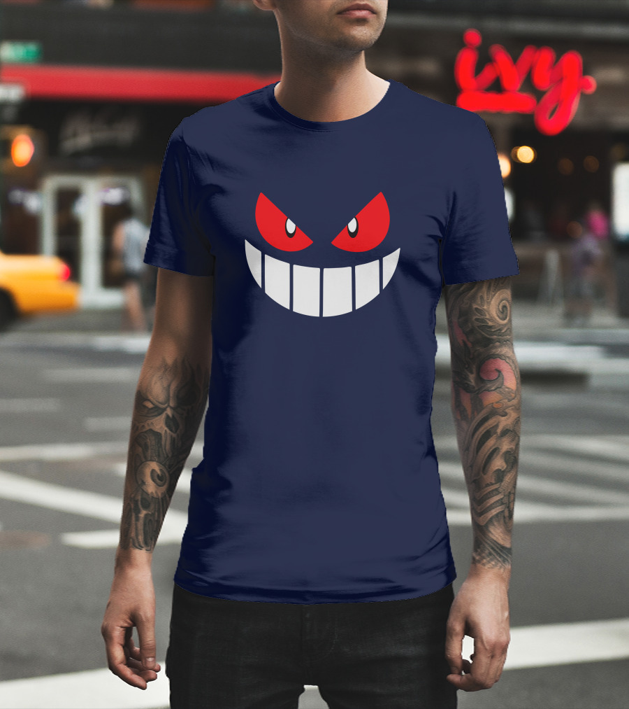 Gengar Pokemon Eyes Grinning Face Red Eyes White Teeth T-Shirt