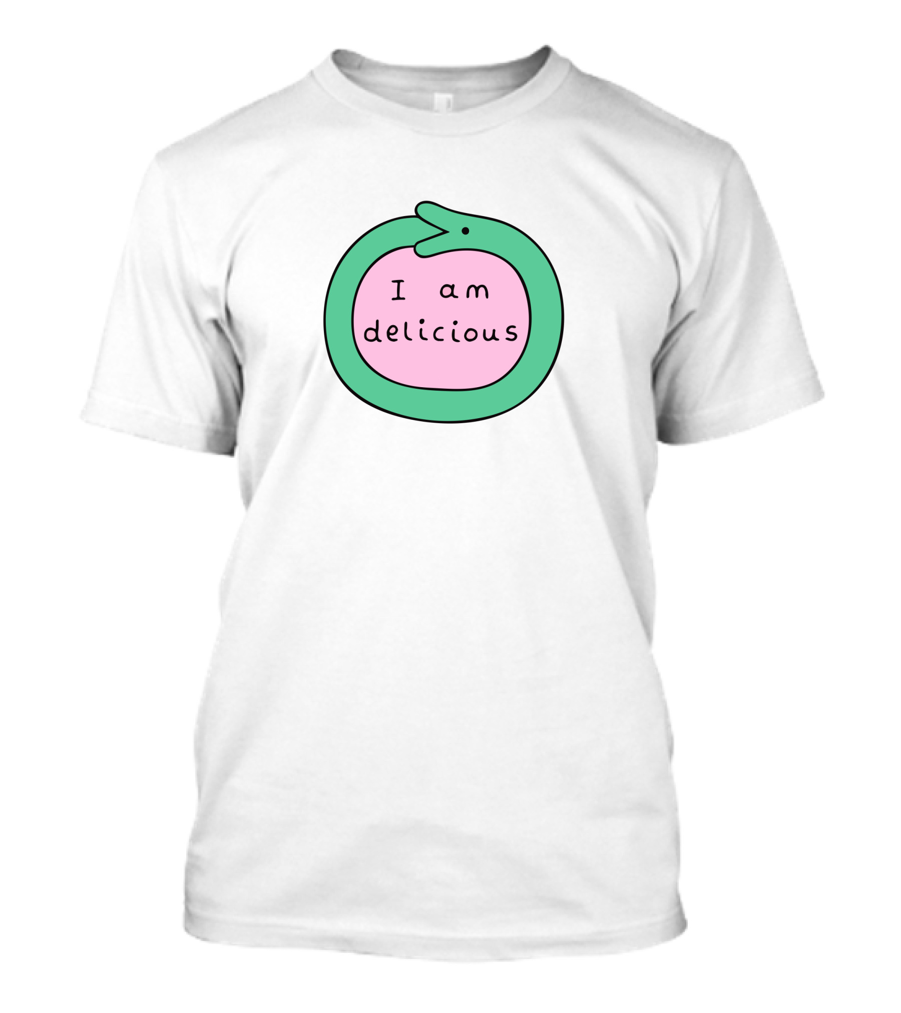 Alex Norris The Oh No Shop Self-Love Snake I Am Delicious Green T-Shirt