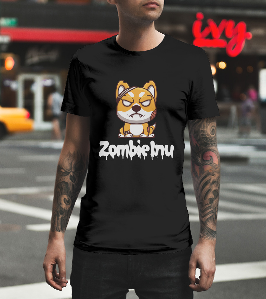 Zombie Inu Zinu Token Fierce Canine Character T-Shirt