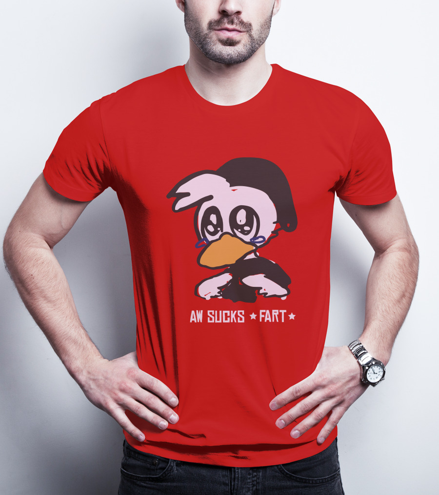 Aw Sucks Fart Crying Duck Cartoon T-Shirt