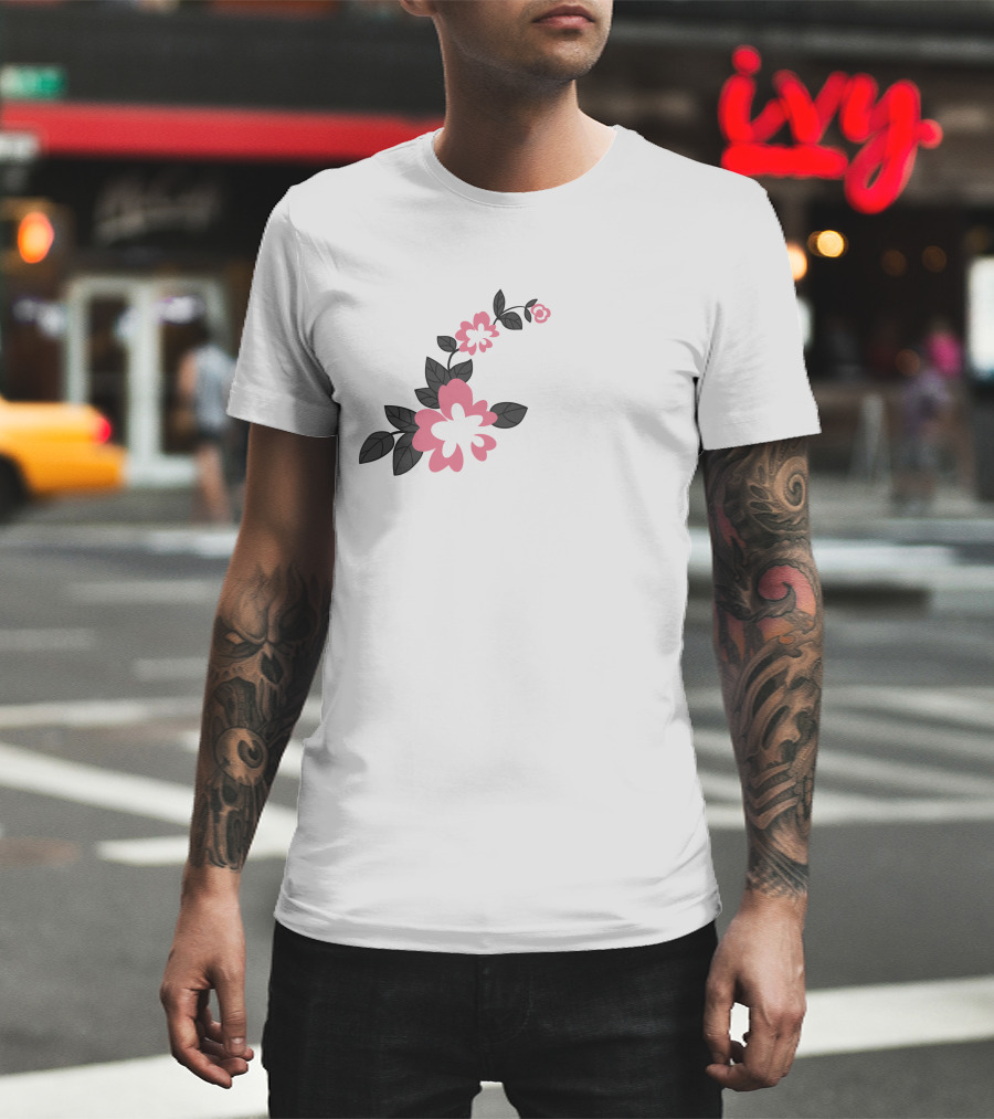 Jonaabug Marinette Pink And Black Flower T-Shirt