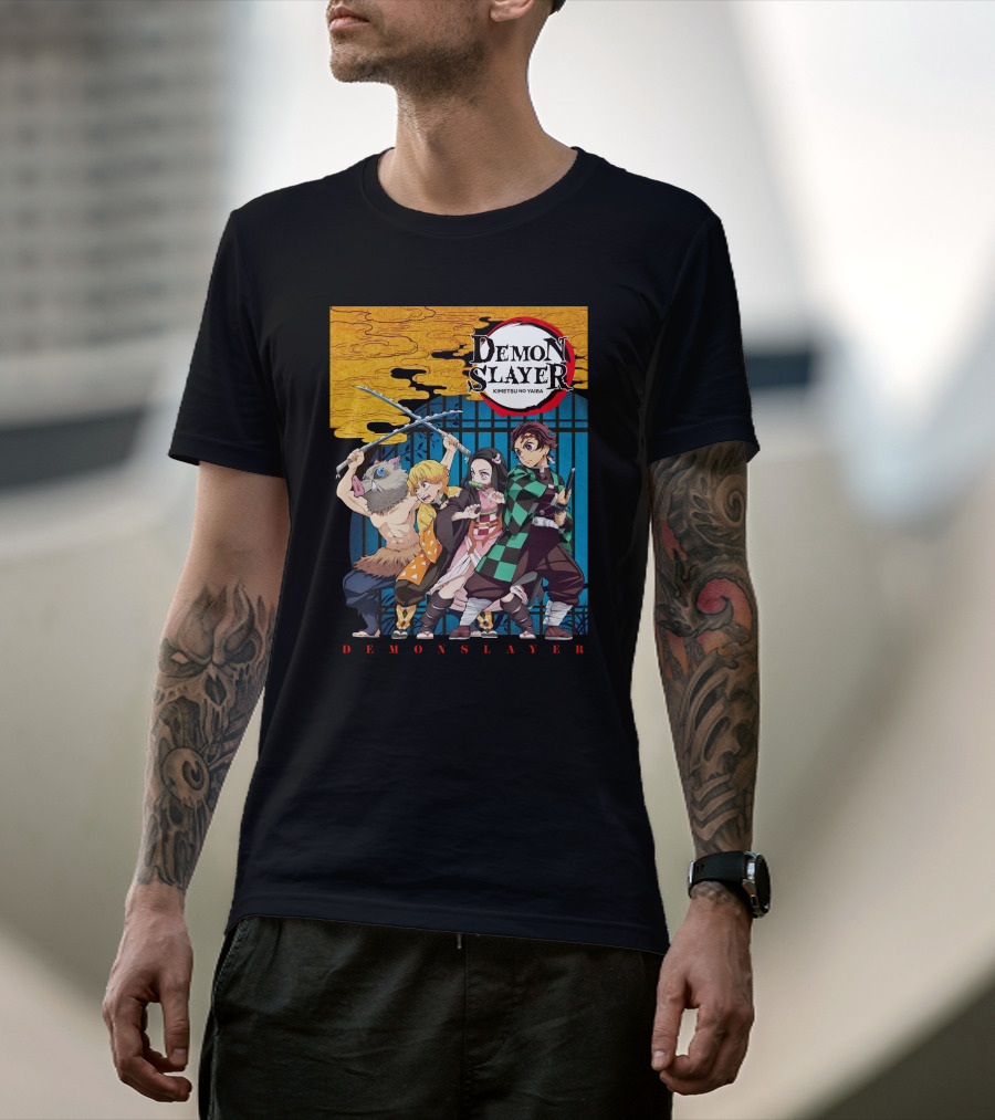 Demon Slayer Kimetsu No Yaiba Tanjiro Nezuko Zenitsu Inosuke Visual T-Shirt