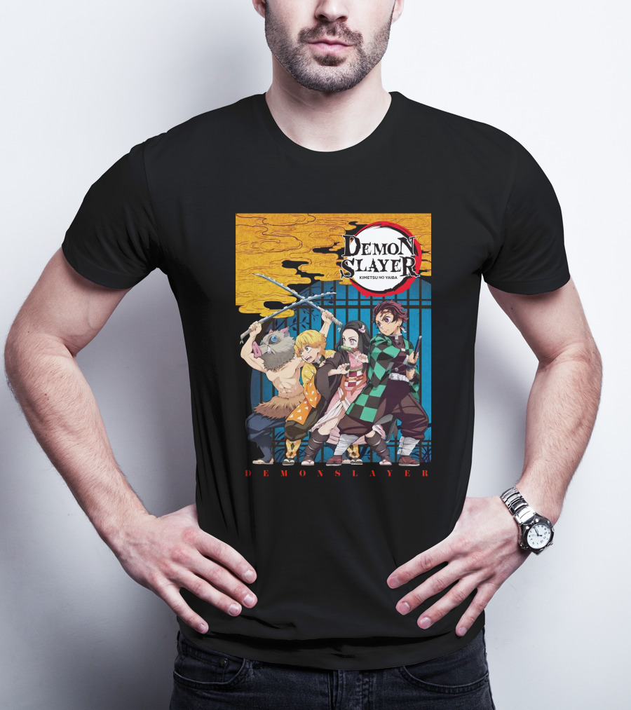 Demon Slayer Kimetsu No Yaiba Tanjiro Nezuko Zenitsu Inosuke Visual T-Shirt