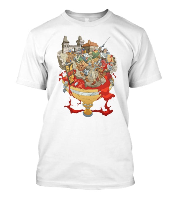 Graman Hussite Medieval Battle In Front Of Castle With Sword And Shield Warriors T-Shirt