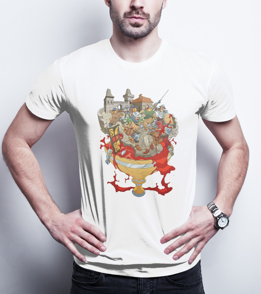 Graman Hussite Medieval Battle In Front Of Castle With Sword And Shield Warriors T-Shirt