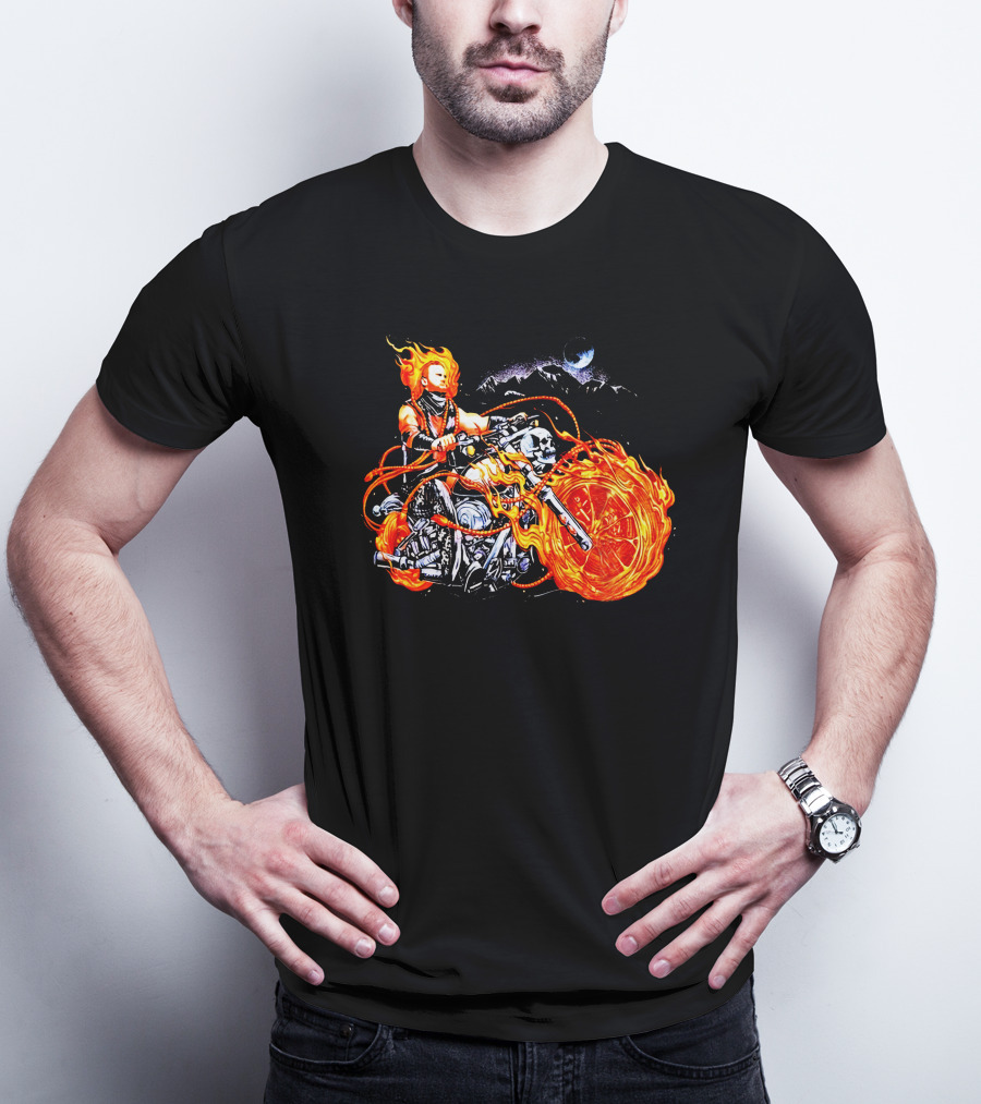 Hangman Adam Page Ghost Rider Flaming Motorcycle Mattmac1012 T-Shirt