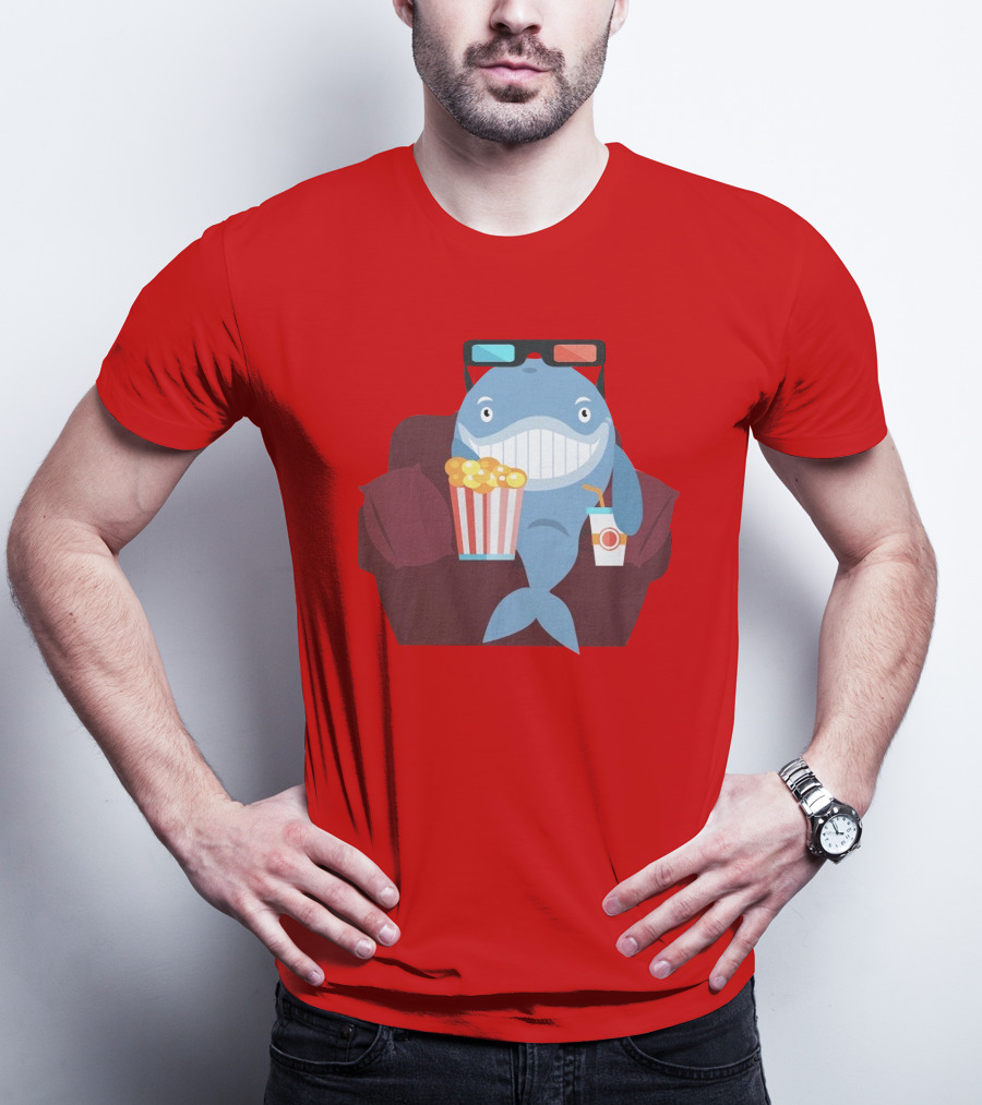 Pete G Whales Popcorn 3D Glasses Cinema T-Shirt
