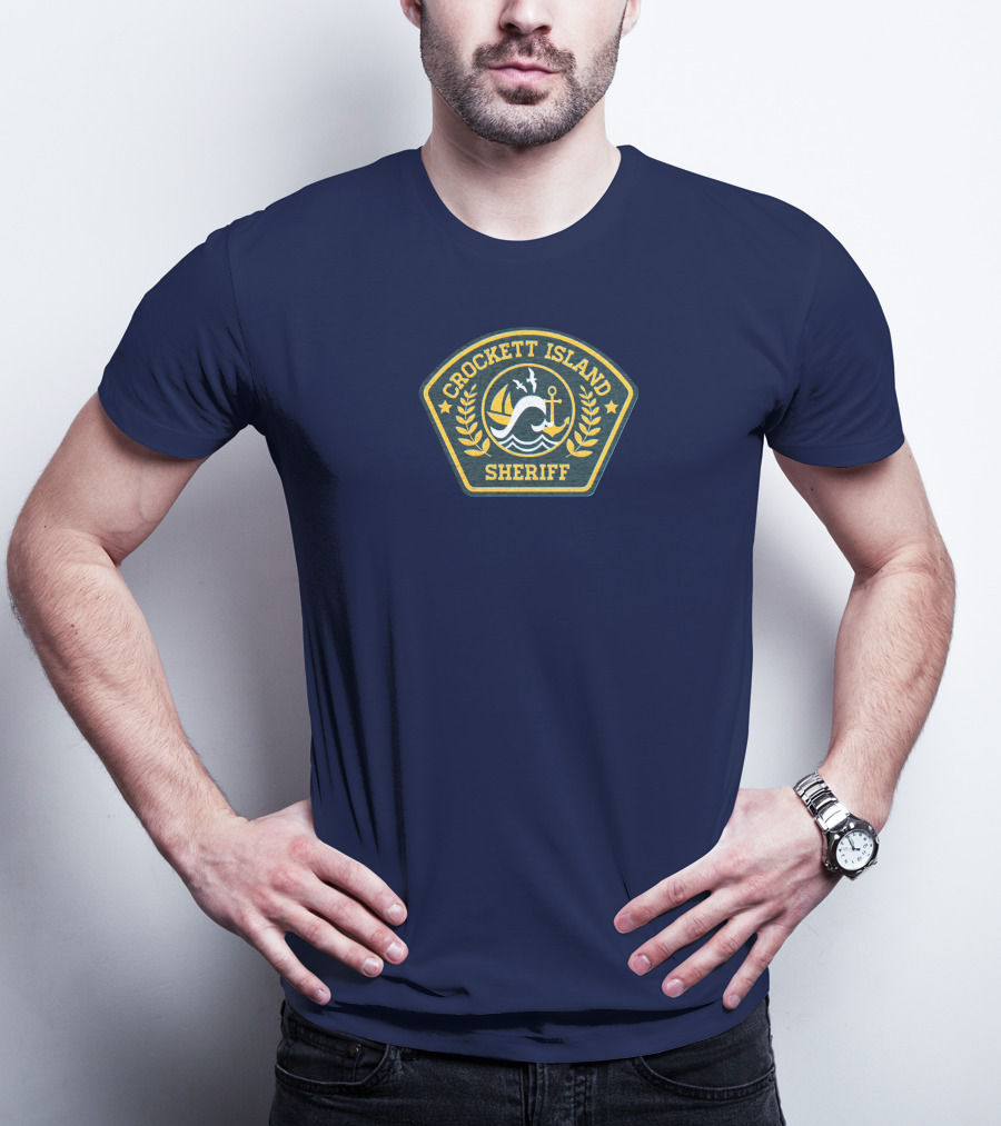 Crockett Island Sheriff Badge By Kevin McDermott Ocean Anchor Wave Emblem T-Shirt