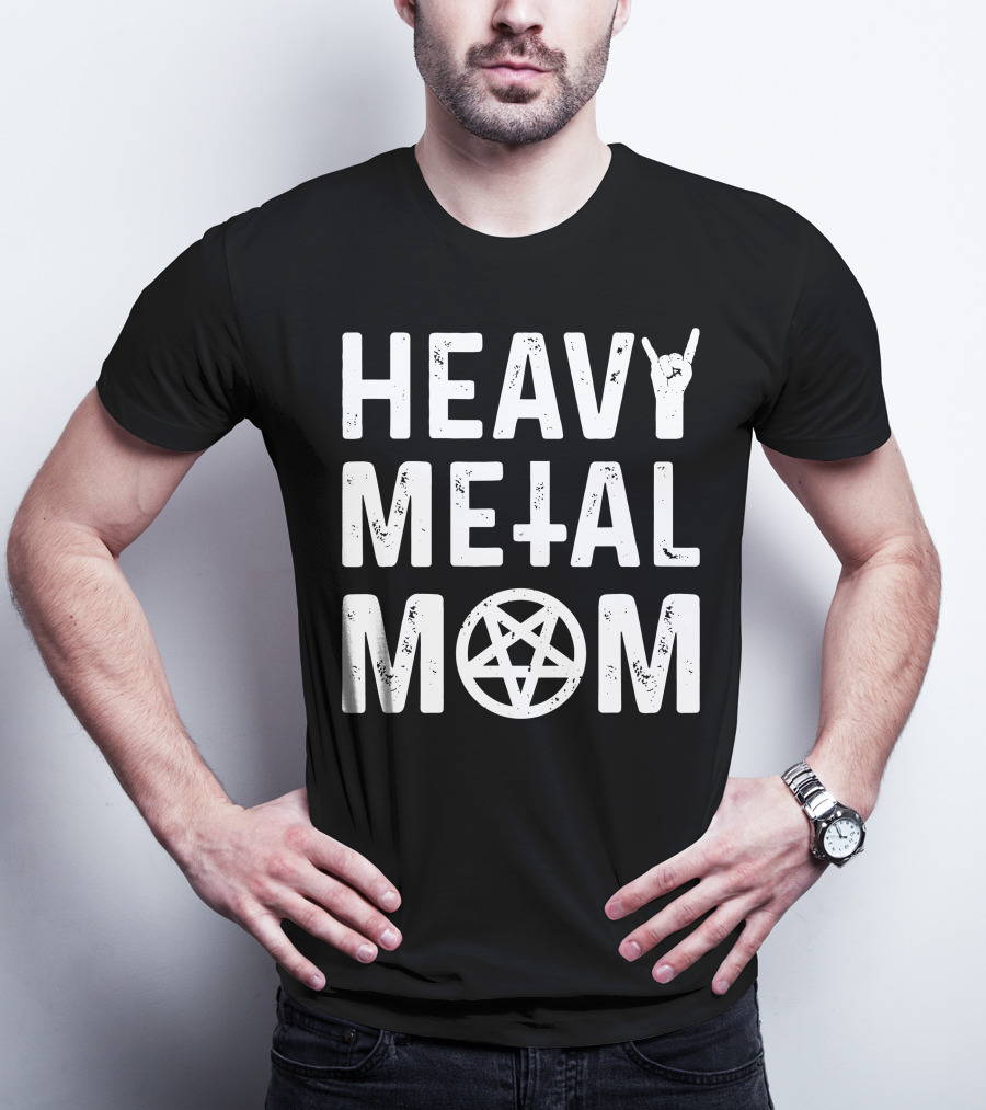 Heavy Metal Mom Cassandra L Thompson Cass Thomps13 Pentagram Rock Gesture T-Shirt
