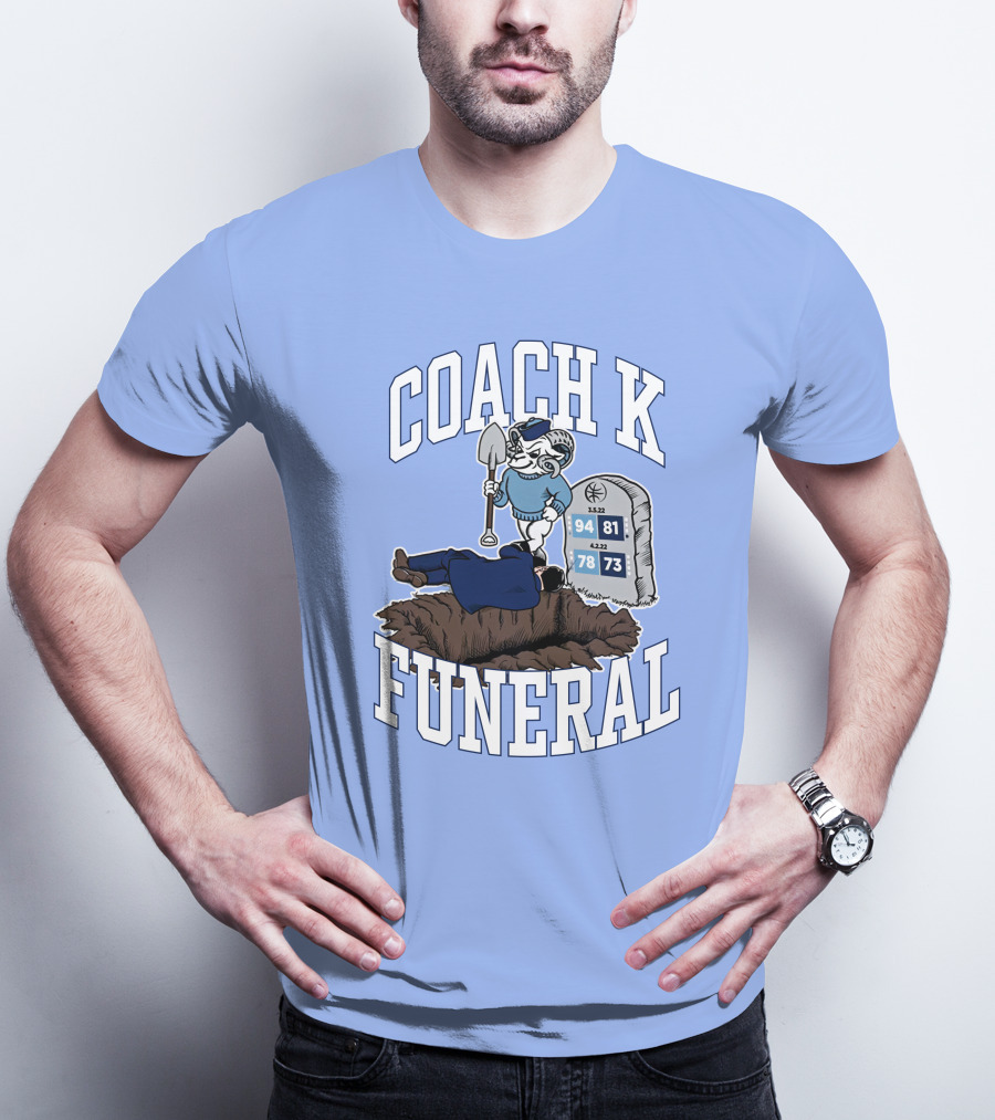 Big Cat Coach K Funeral Digging Cartoon Shovel Logo Dave Portnoy T-Shirt