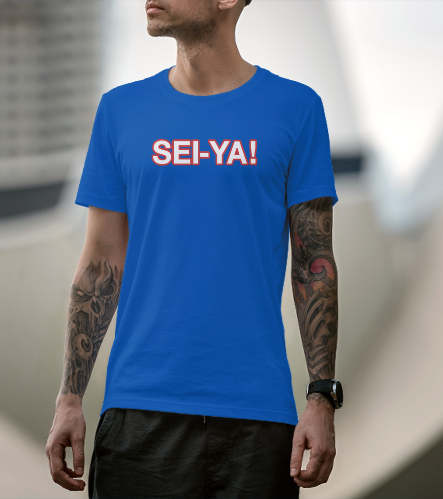SEI-YA Obvious Phrase In Bold Red And White Block Text T-Shirt