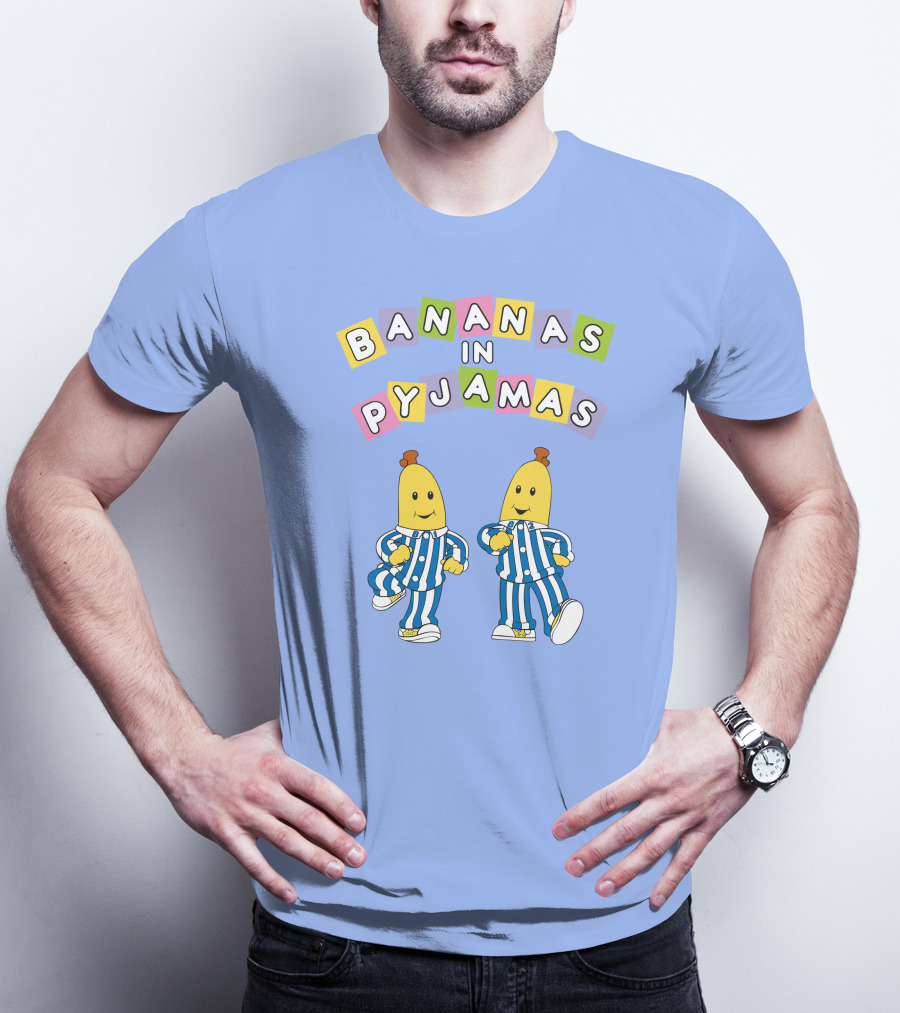 Bananas In Pyjamas Cartoon Characters In Blue And White Striped Outfits T-Shirt