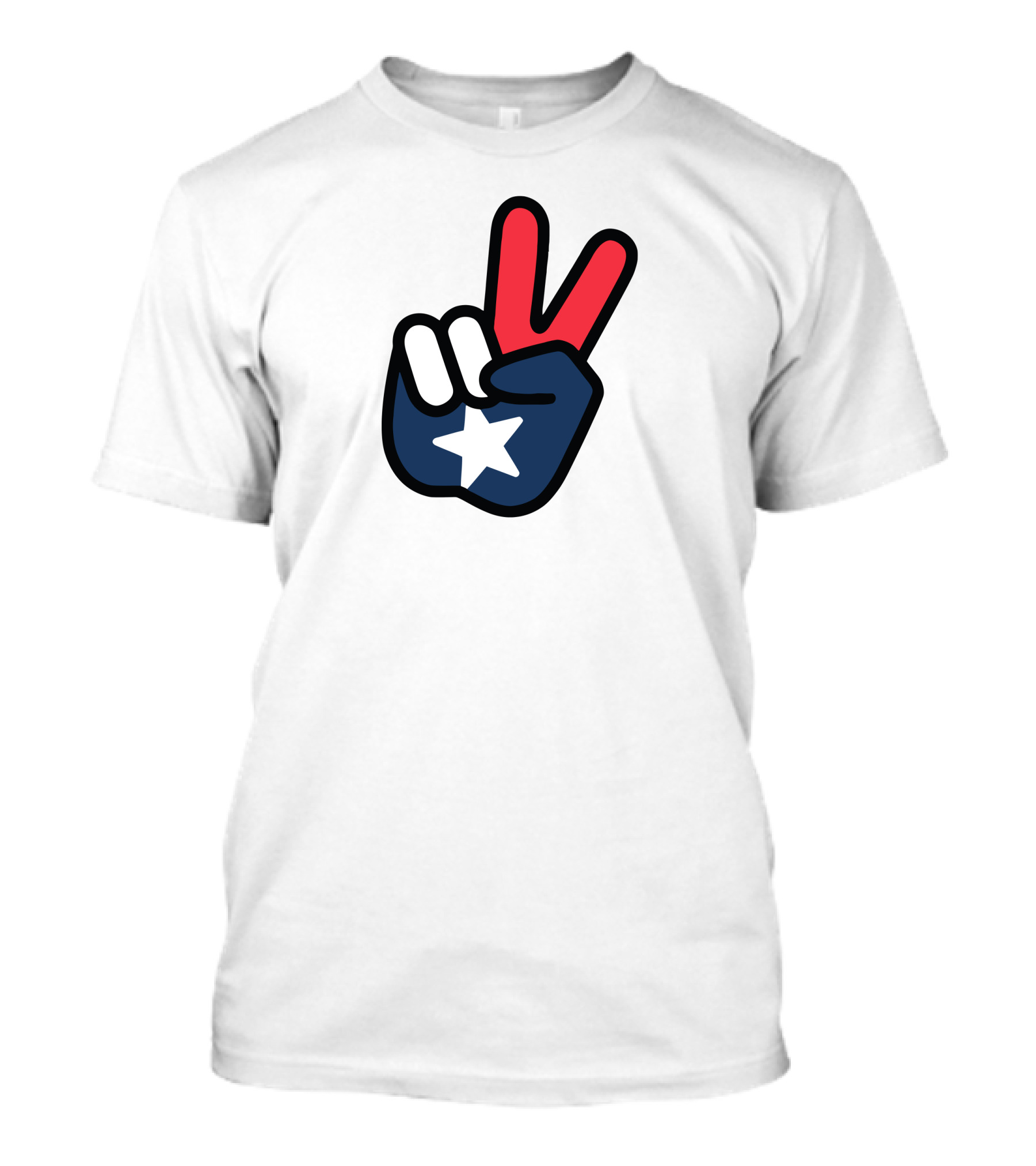 Peace Sign American Flag Star Gesture T-Shirt