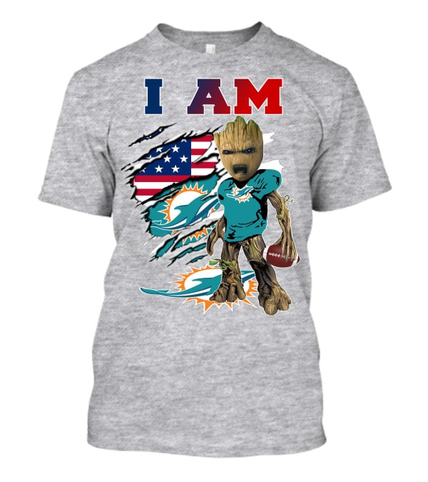I Am Groot Miami Dolphins Football Usa Flag T-Shirt