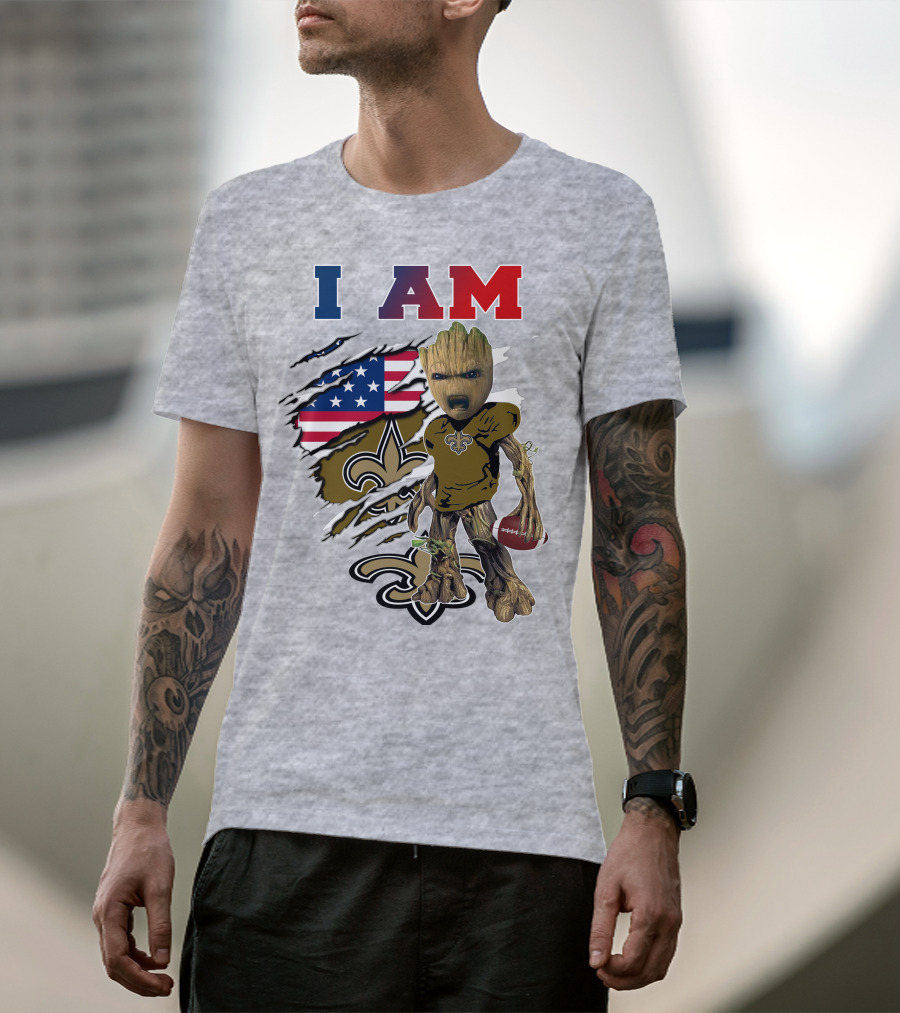 I Am Baby Groot Saints Football Team Spirit T-Shirt