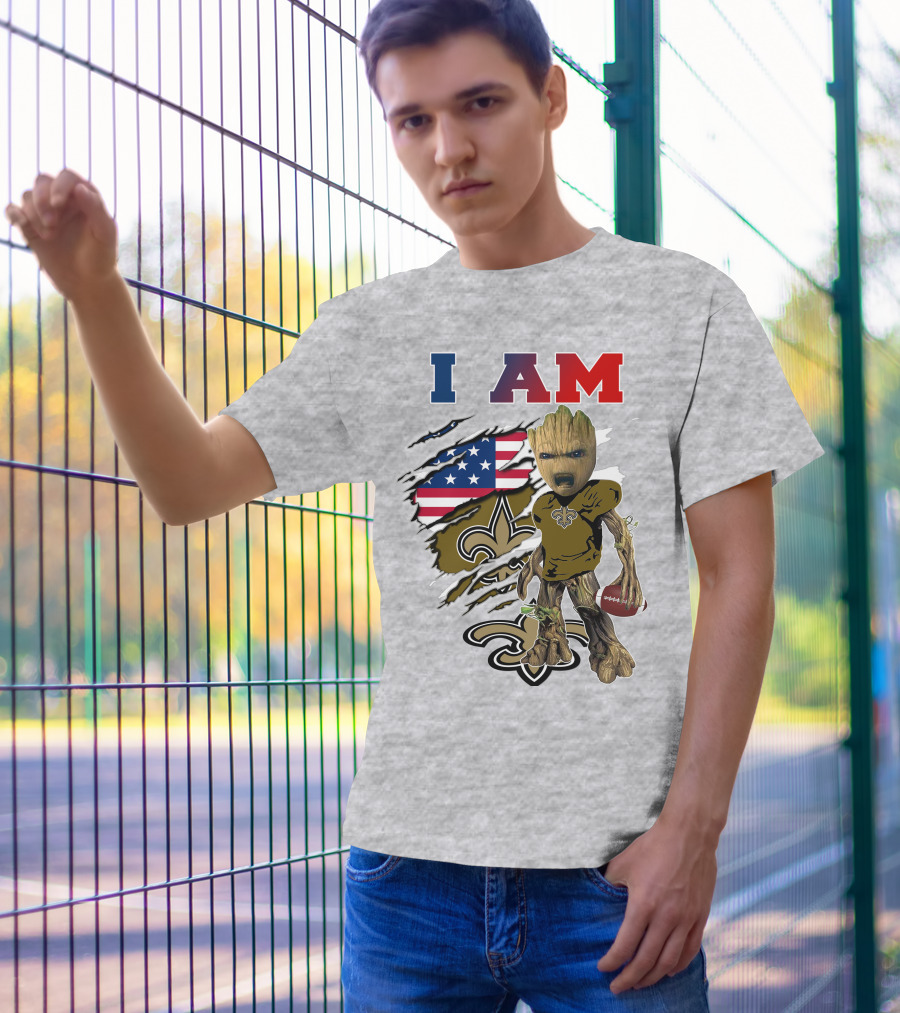 I Am Baby Groot Saints Football Team Spirit T-Shirt