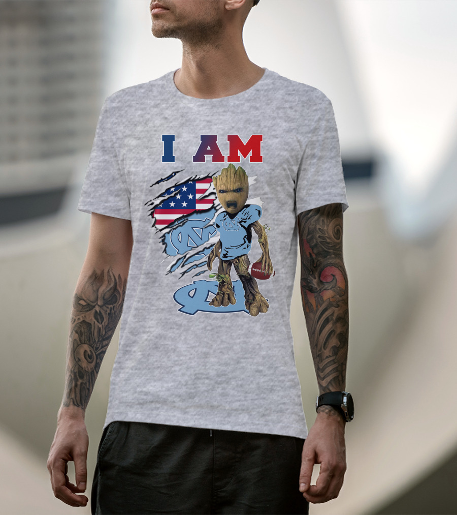 I Am Groot North Carolina Tar Heels Football USA Flag T-Shirt