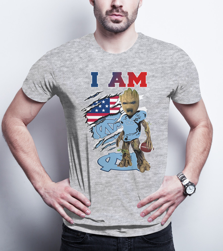 I Am Groot North Carolina Tar Heels Football USA Flag T-Shirt