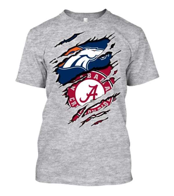 Alabama Crimson Tide Denver Broncos Logo Mashup T-Shirt