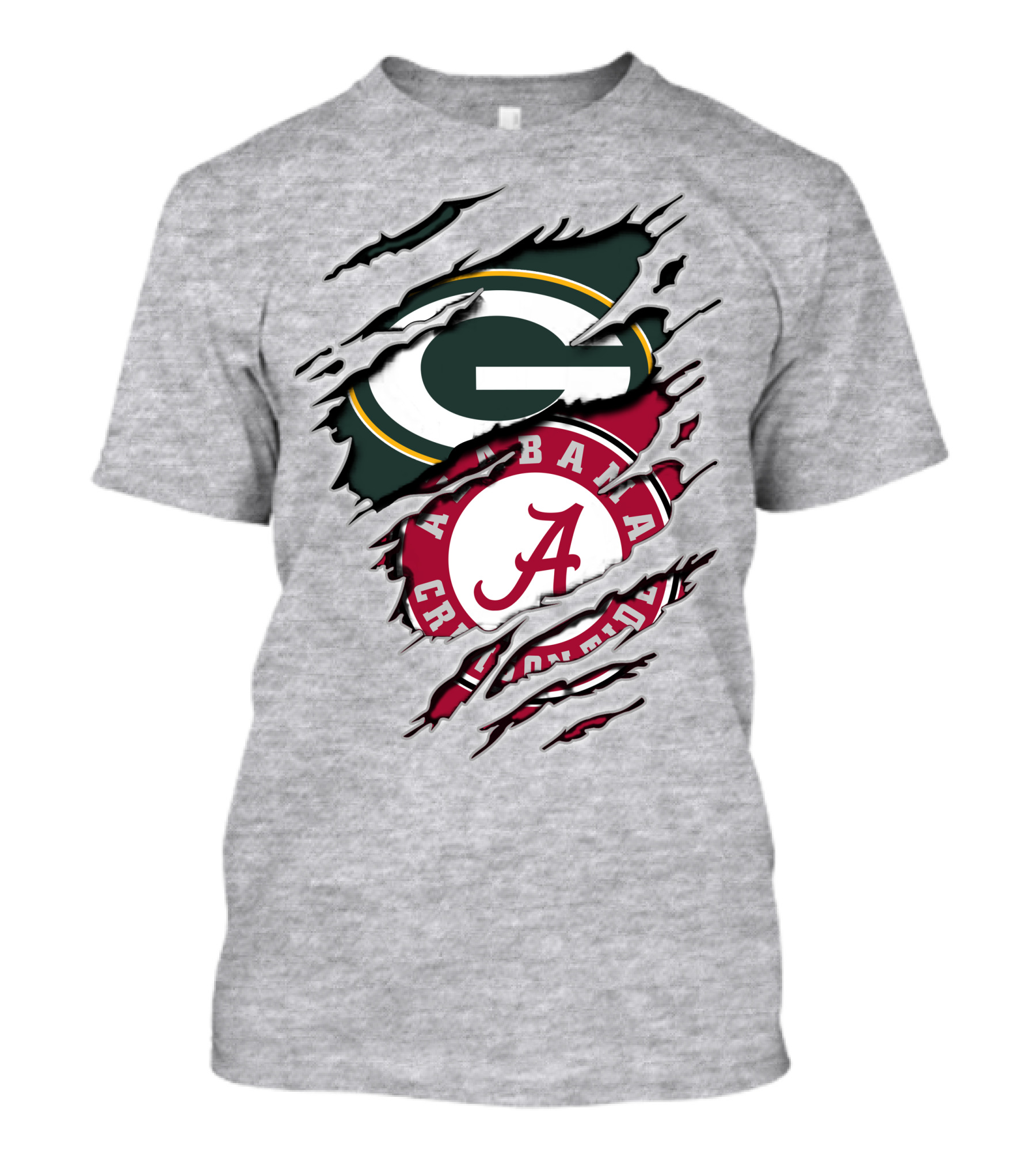 Alabama Crimson Tide Green Bay Packers Rip Effect T-Shirt