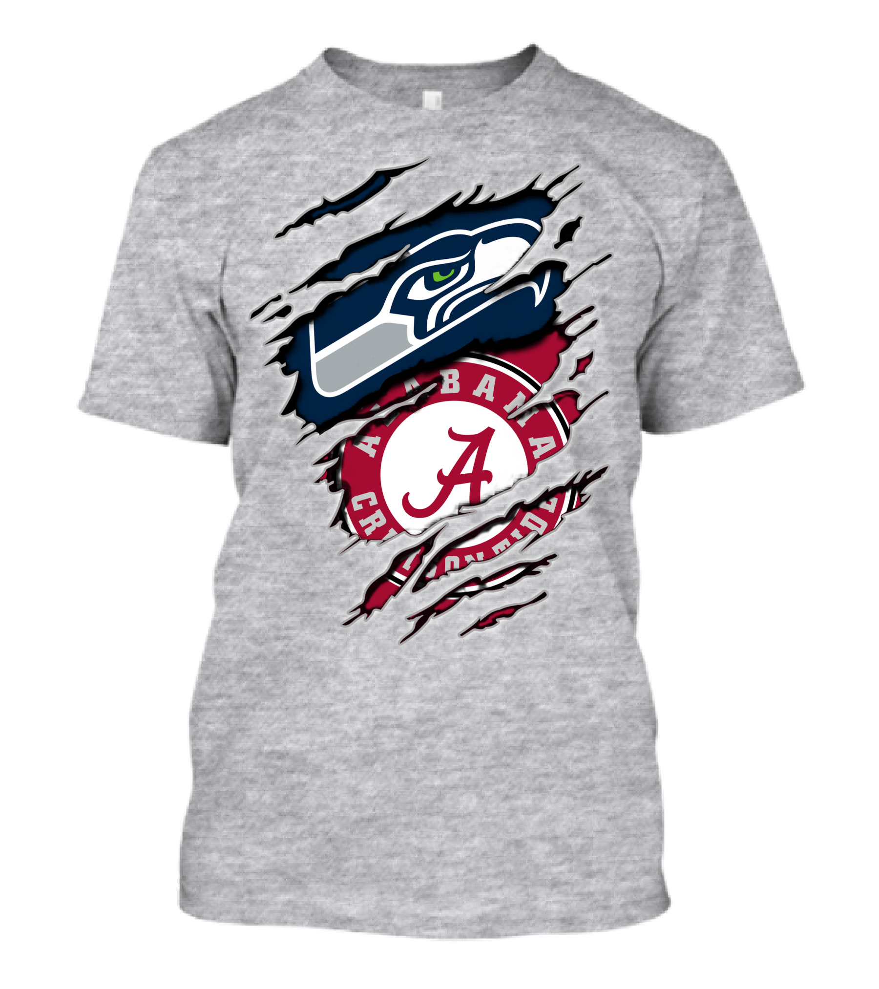 Alabama Crimson Tide And Seattle Seahawks Torn T-Shirt
