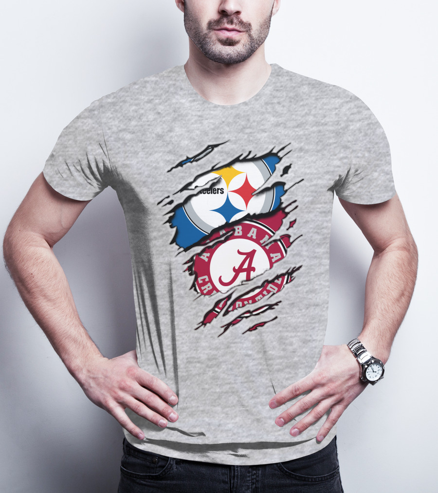 Alabama Crimson Tide Steelers Logo Crossover T-Shirt
