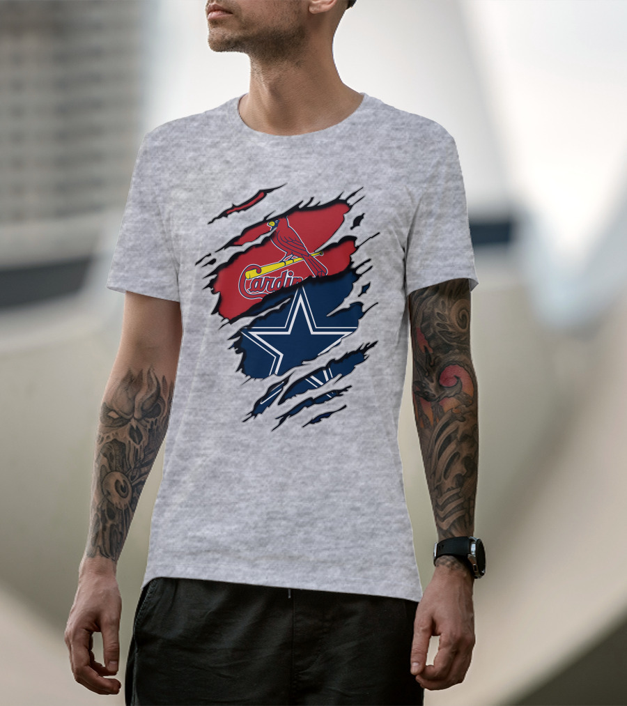 Cardinals And Cowboys Team Spirit Fusion T-Shirt