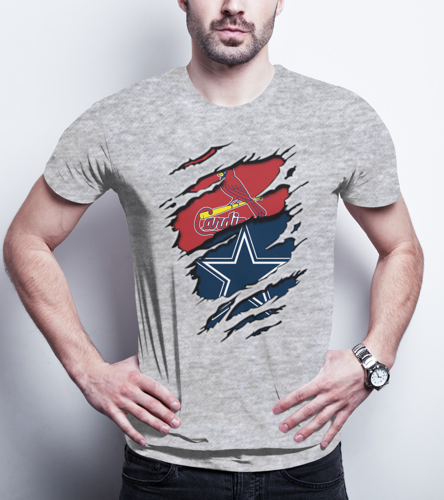 Cardinals And Cowboys Team Spirit Fusion T-Shirt