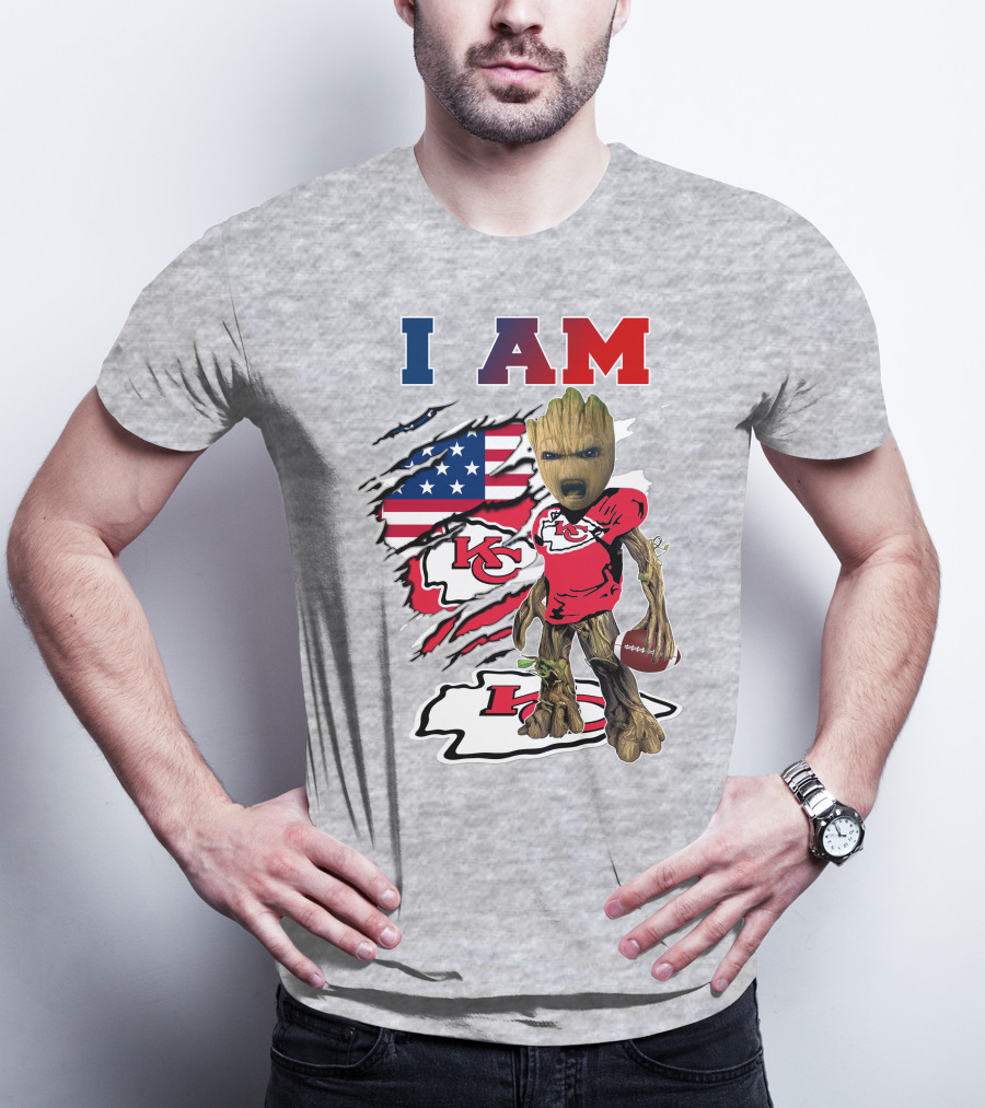 I Am Kc Chiefs Groot Football Usa Flag T-Shirt