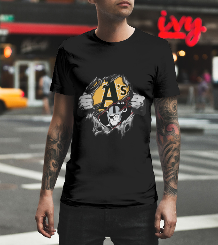 Raiders A's Fusion Logo With Torn Effect T-Shirt