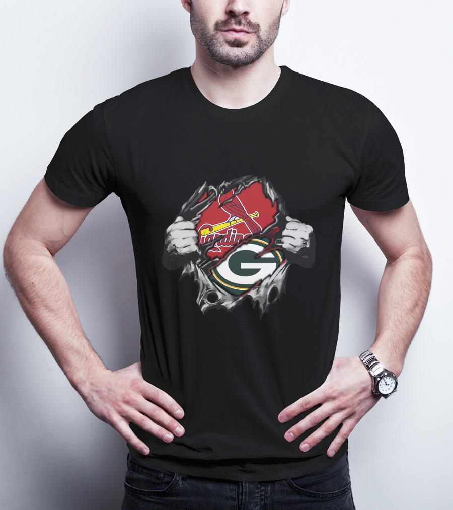 Cardinals Packers Dual Fan Crossover T-Shirt