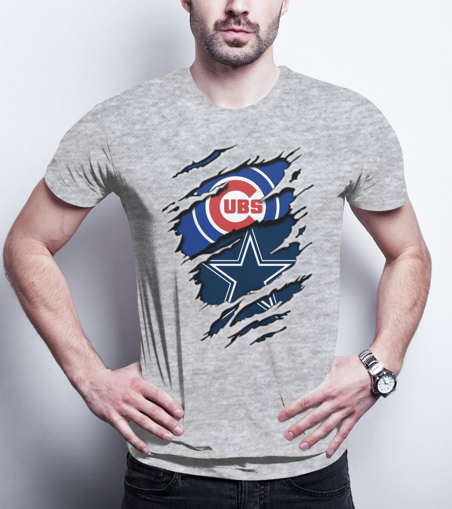 Cubs And Cowboys Fan Symbol Fusion T-Shirt