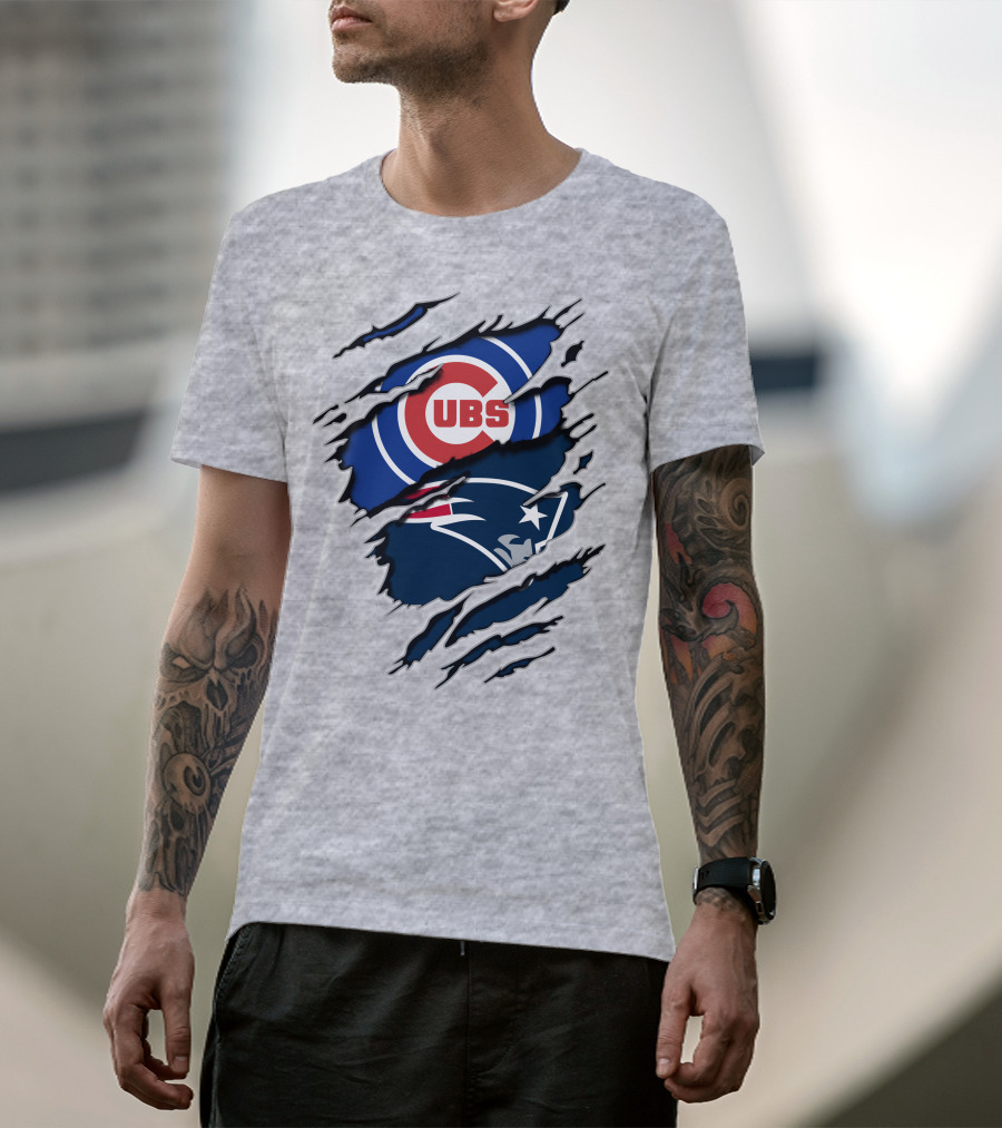 Cubs Patriots Logo Mashup Fan T-Shirt