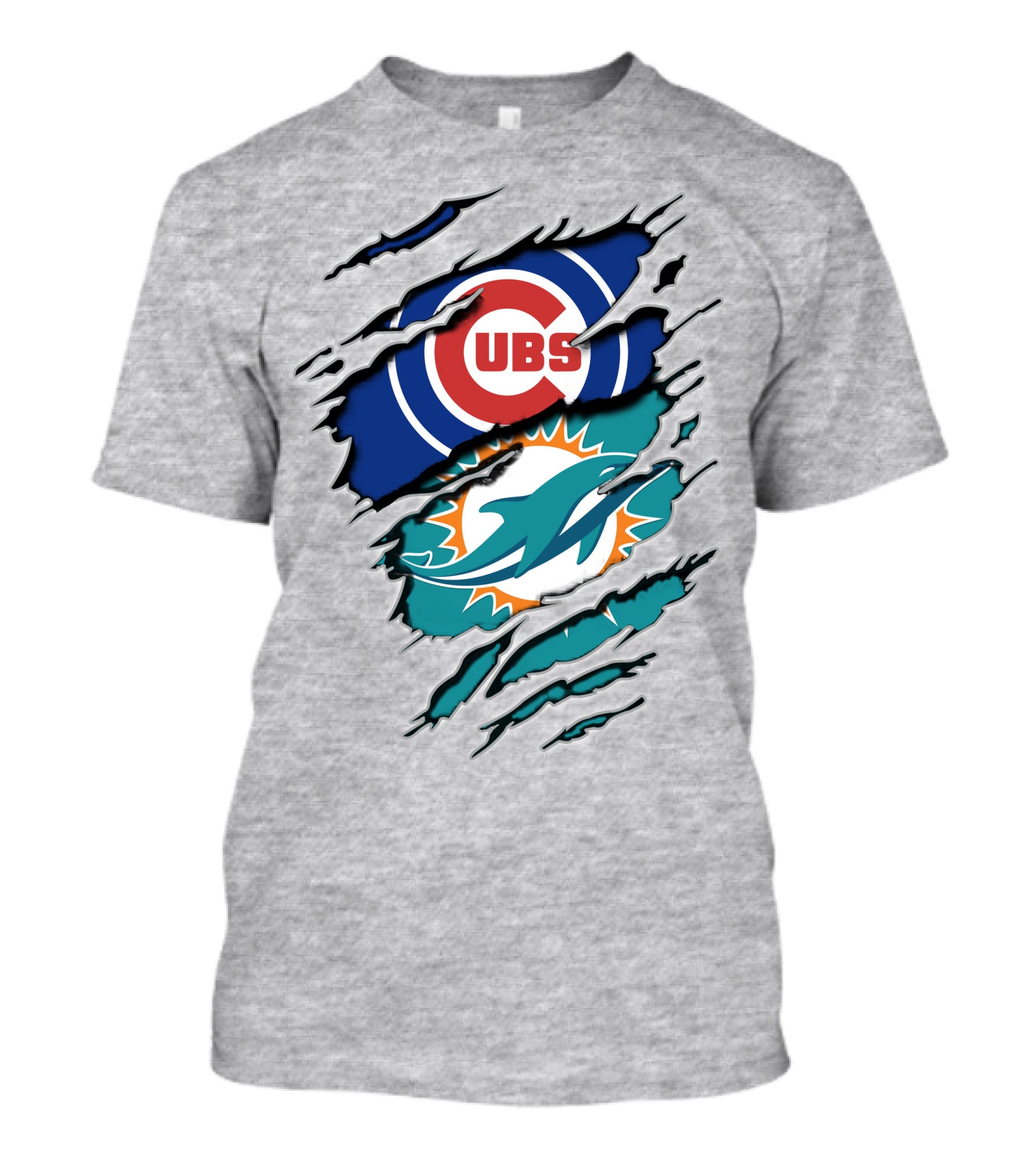 Cubs Dolphins Logo Mashup Nfl Mlb Sports Fans T-Shirt