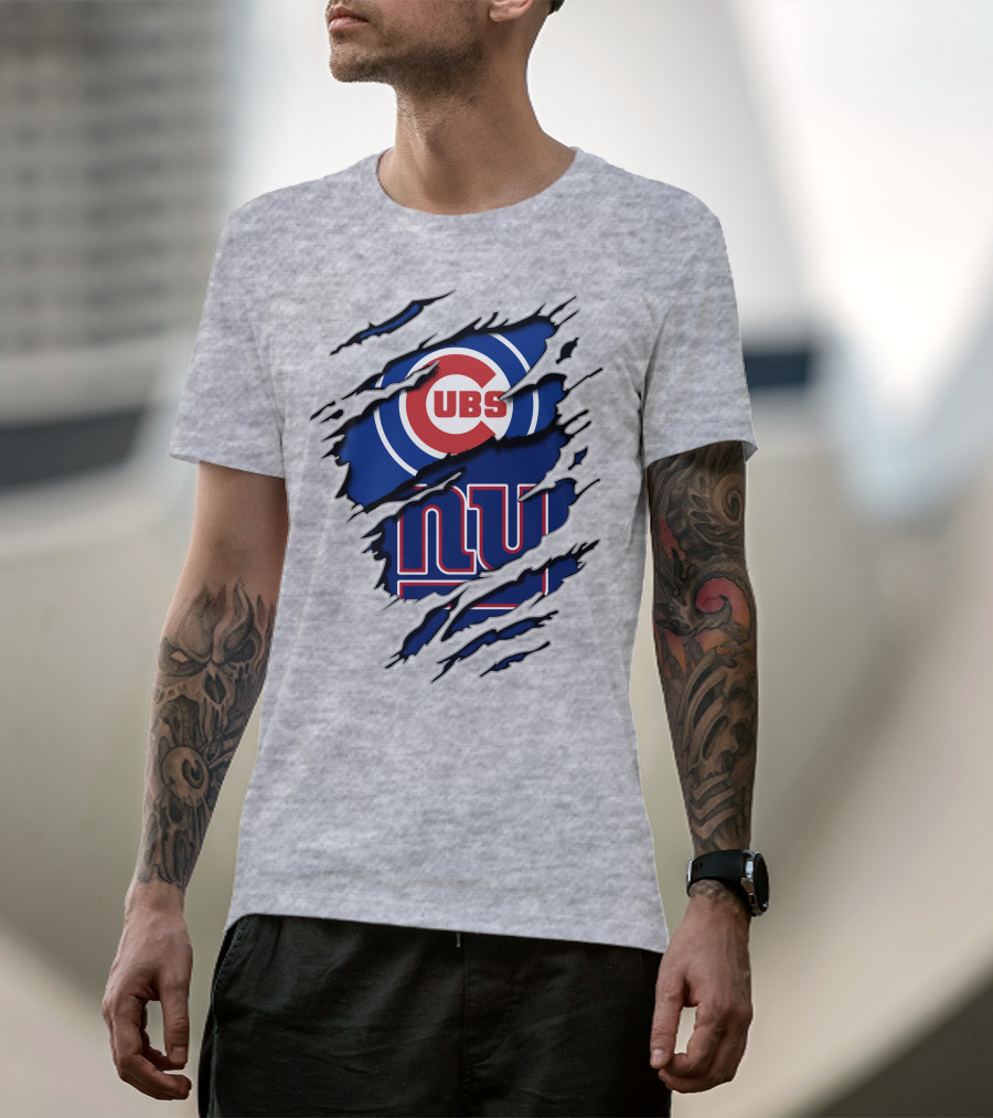 Cubs Giants Logo Fusion Ripped T-Shirt