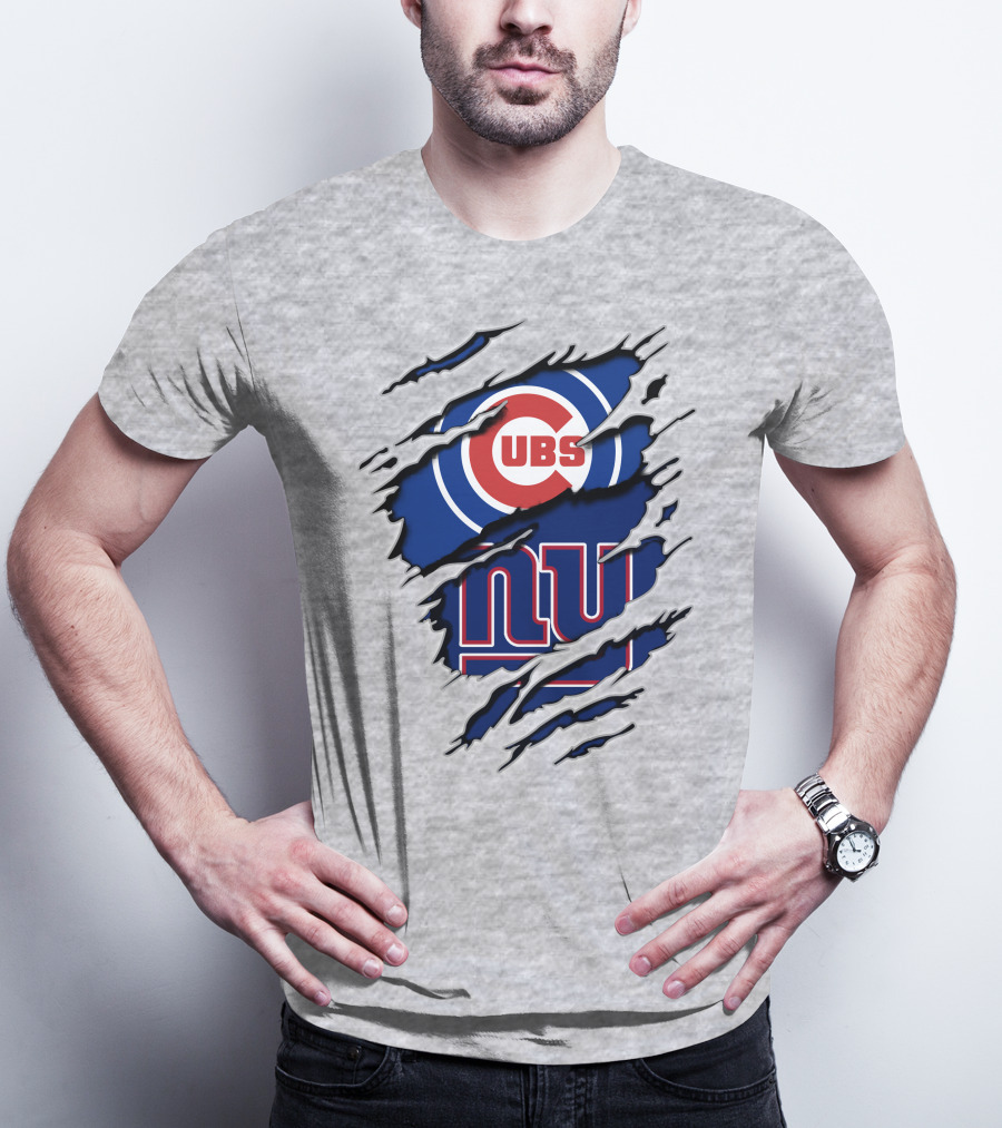 Cubs Giants Logo Fusion Ripped T-Shirt