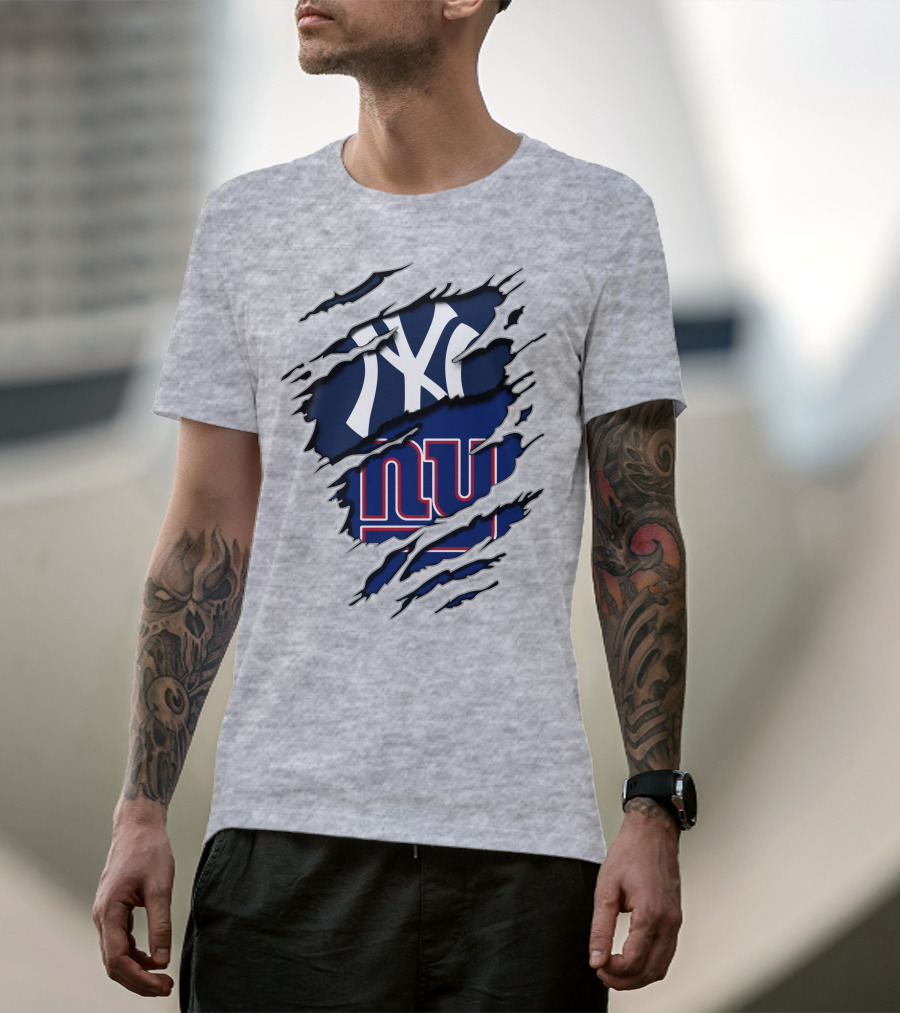 New York Yankees Ny Giants Ripped T-Shirt