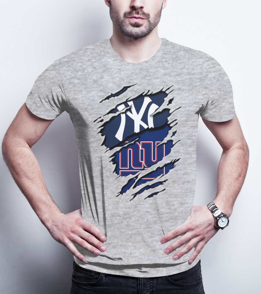 New York Yankees Ny Giants Ripped T-Shirt