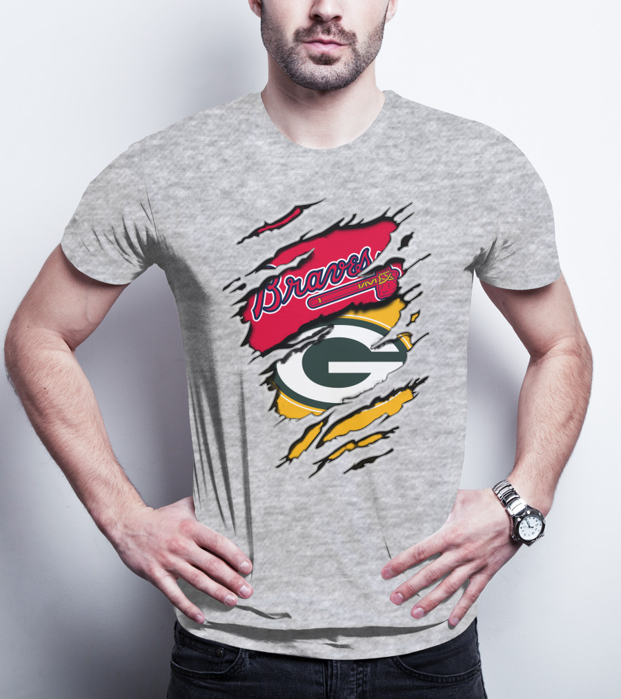Braves Packers Torn Logo Mashup T-Shirt