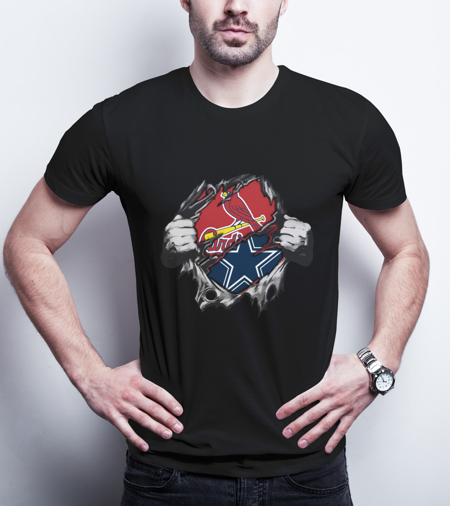 Cowboys Cardinals Bird Star Dual Logo Fusion T-Shirt