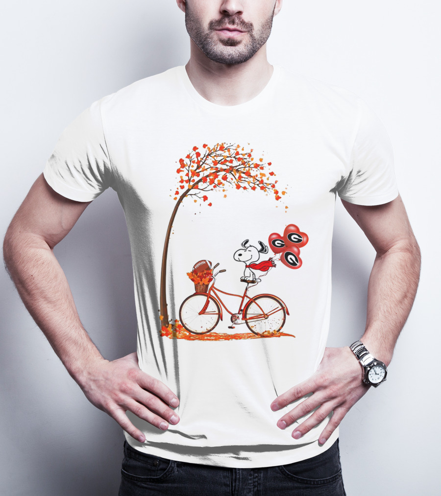 Snoopy Georgia Football Fall Bicycle Balloons T-Shirt