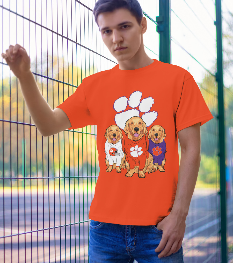 Clemson Tigers Golden Retrievers Trio T-Shirt