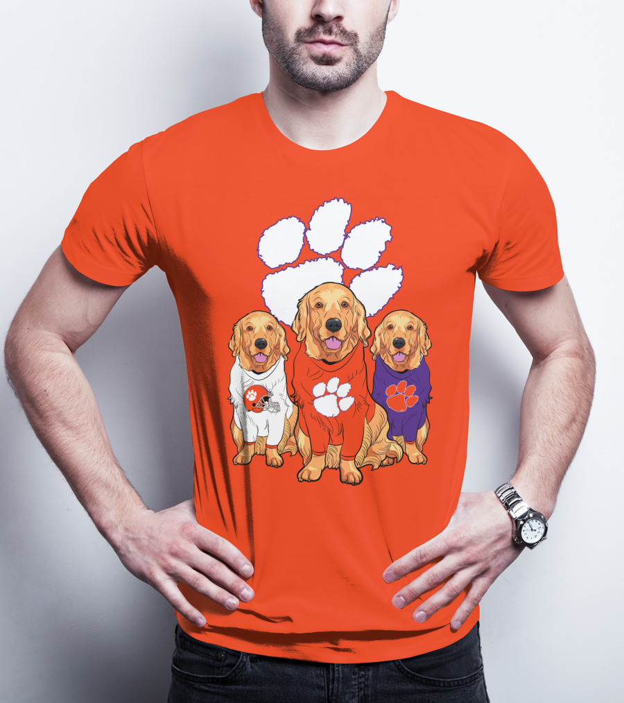 Clemson Tigers Golden Retrievers Trio T-Shirt