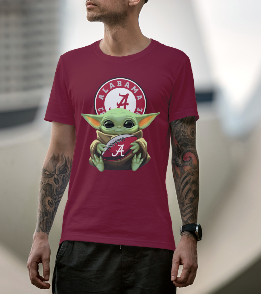 Baby Yoda Alabama Crimson Tide Football Fan T-Shirt