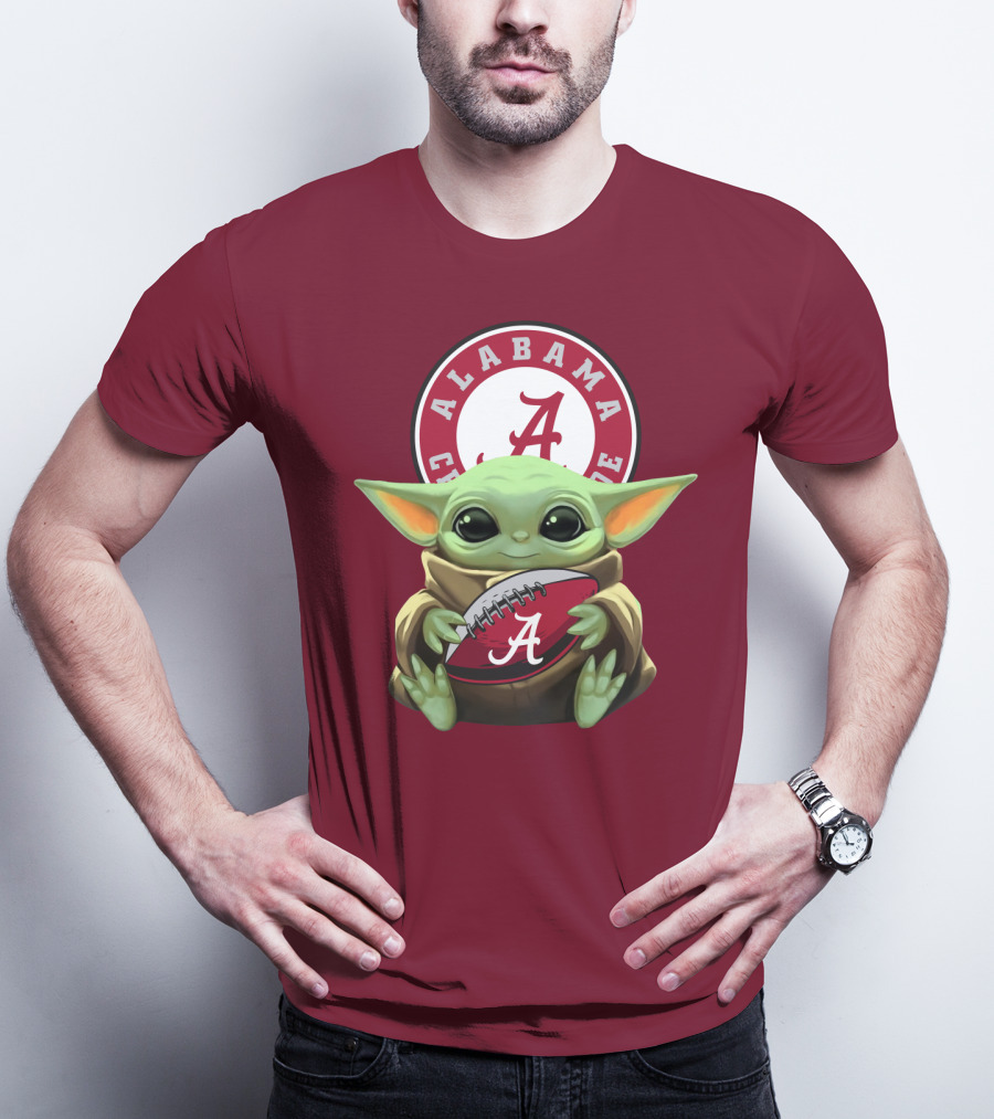 Baby Yoda Alabama Crimson Tide Football Fan T-Shirt