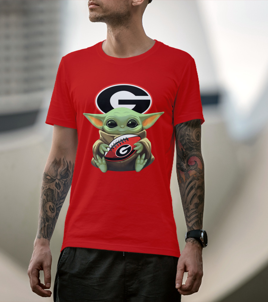 Baby Yoda Georgia Bulldogs Football Fan T-Shirt